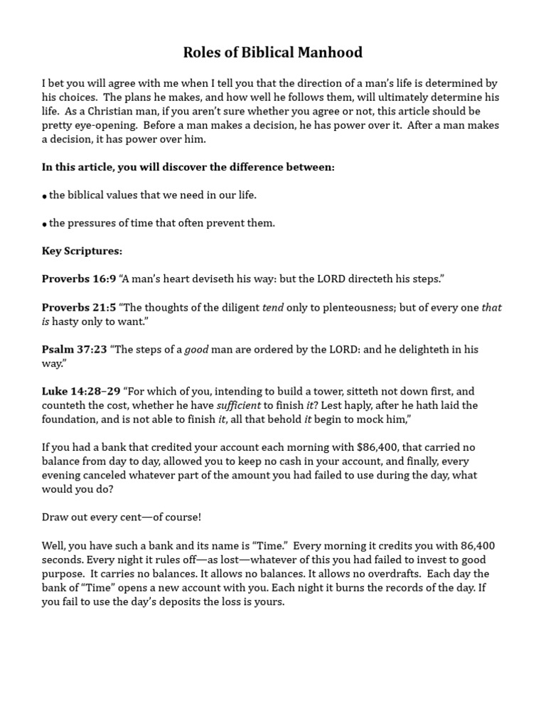 Roles of Biblical Manhood | PDF
