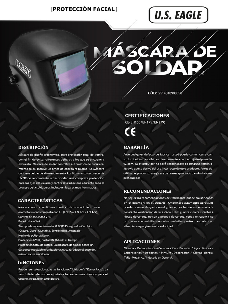 FT - Máscara de Soldar Fotosensible Classic Us Eagle | PDF