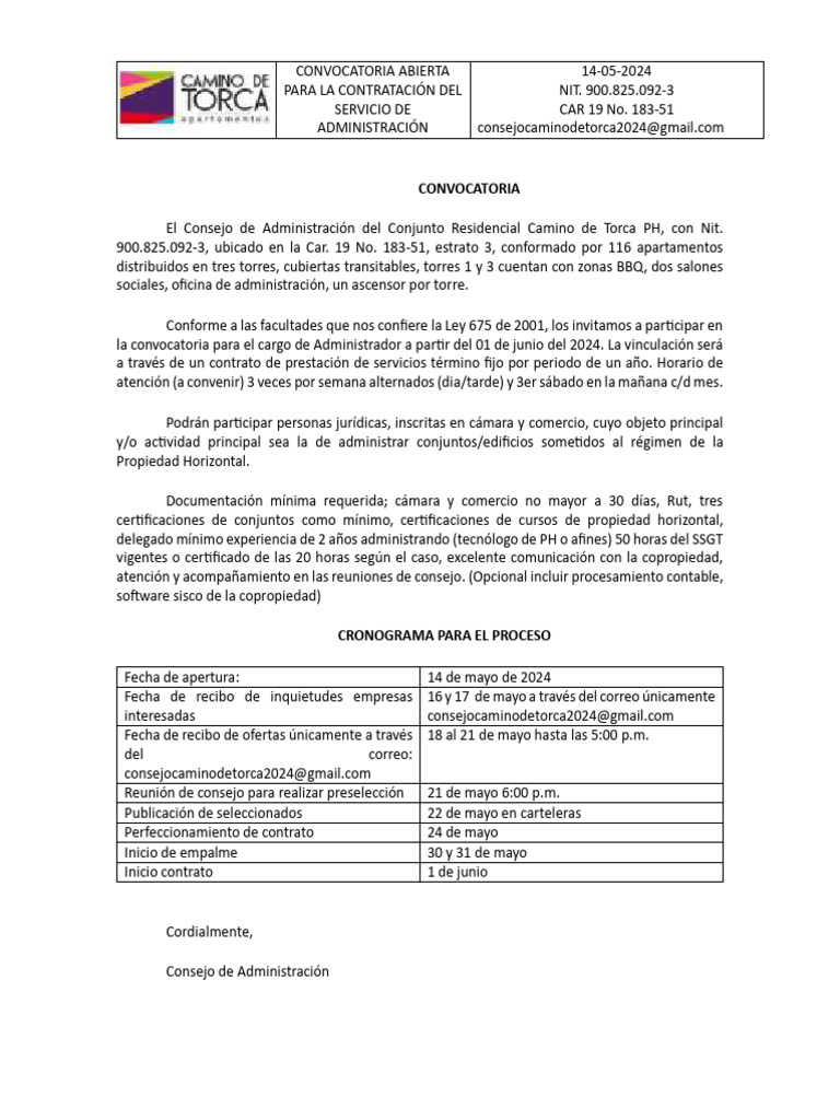 Convocatoria Abierta para La Contratación Del Servicio de ... Convocatoria Abierta para La Contratación Del Servicio de ...