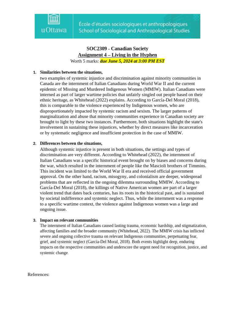 SOC2309 - Assignment4 Kody | PDF