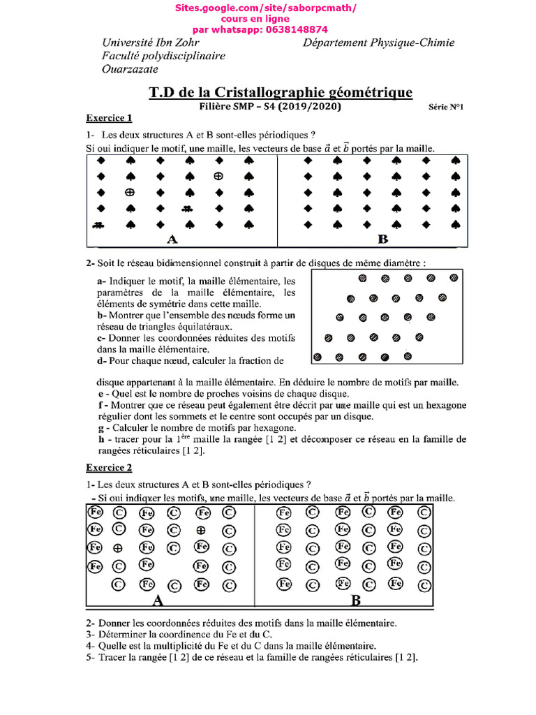 °fpo TD - Examens Cristallographie Cristallochimie | PDF