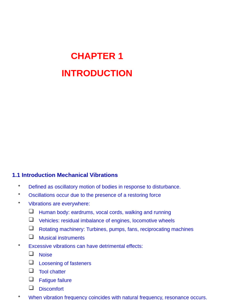 Mechanical Vibration Ch-1 | PDF