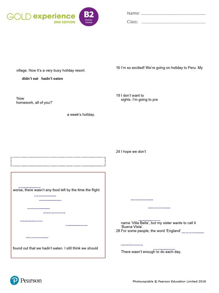 Gold Exp B2 Unit 2 Language Test A | PDF