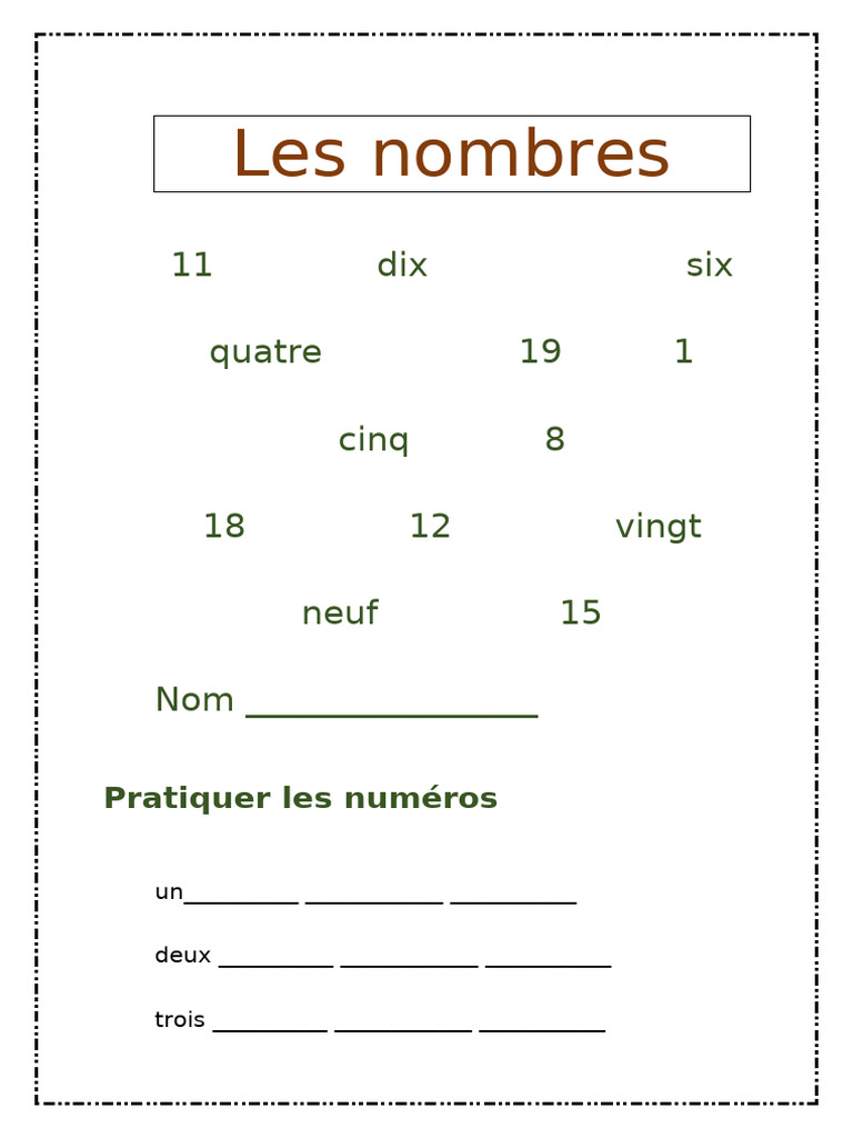 Les Nombres 120 Dictionnaire Visuel Liste de Vocabulaire - 20838 | PDF