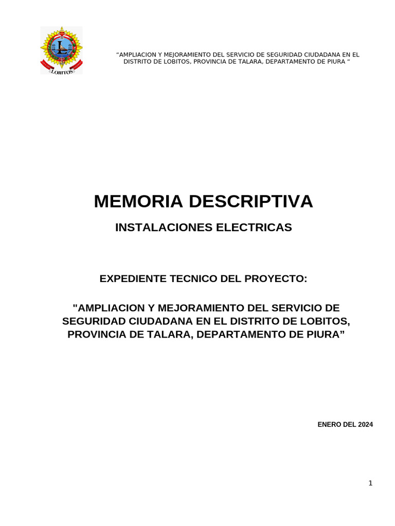 Memoria Descriptiva - Inst. Electrica | PDF Memoria Descriptiva - Inst. Electrica | PDF