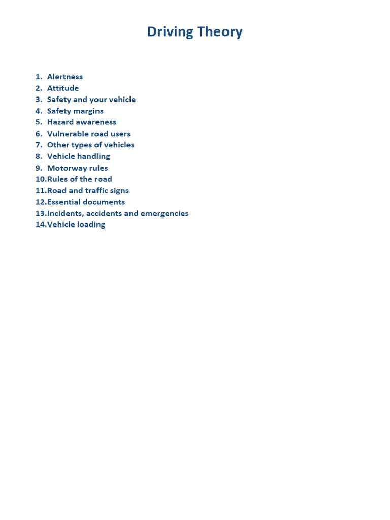 Driving Theory | PDF