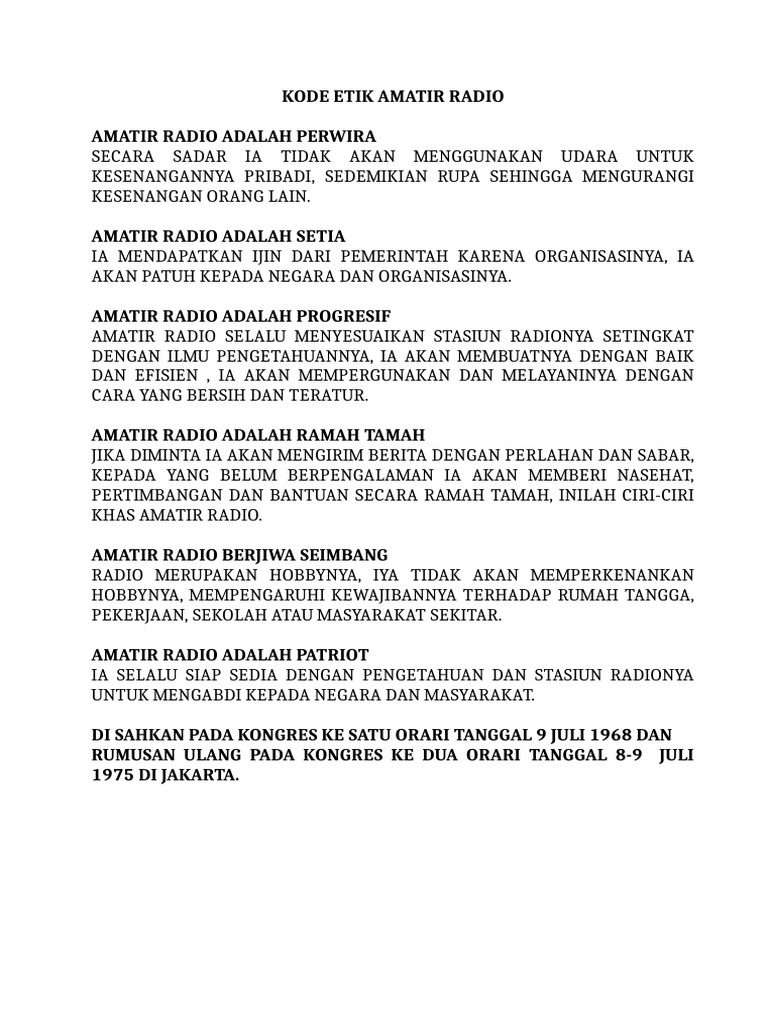 Kode Etik Amatir Radio | PDF