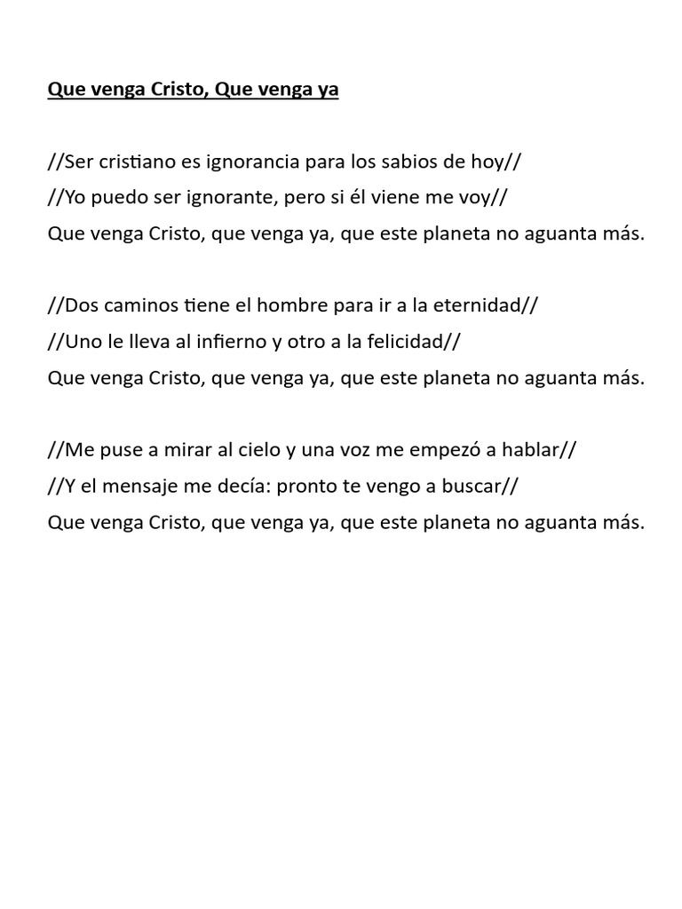 Que Venga Cristo, Que Vanga Ya | PDF