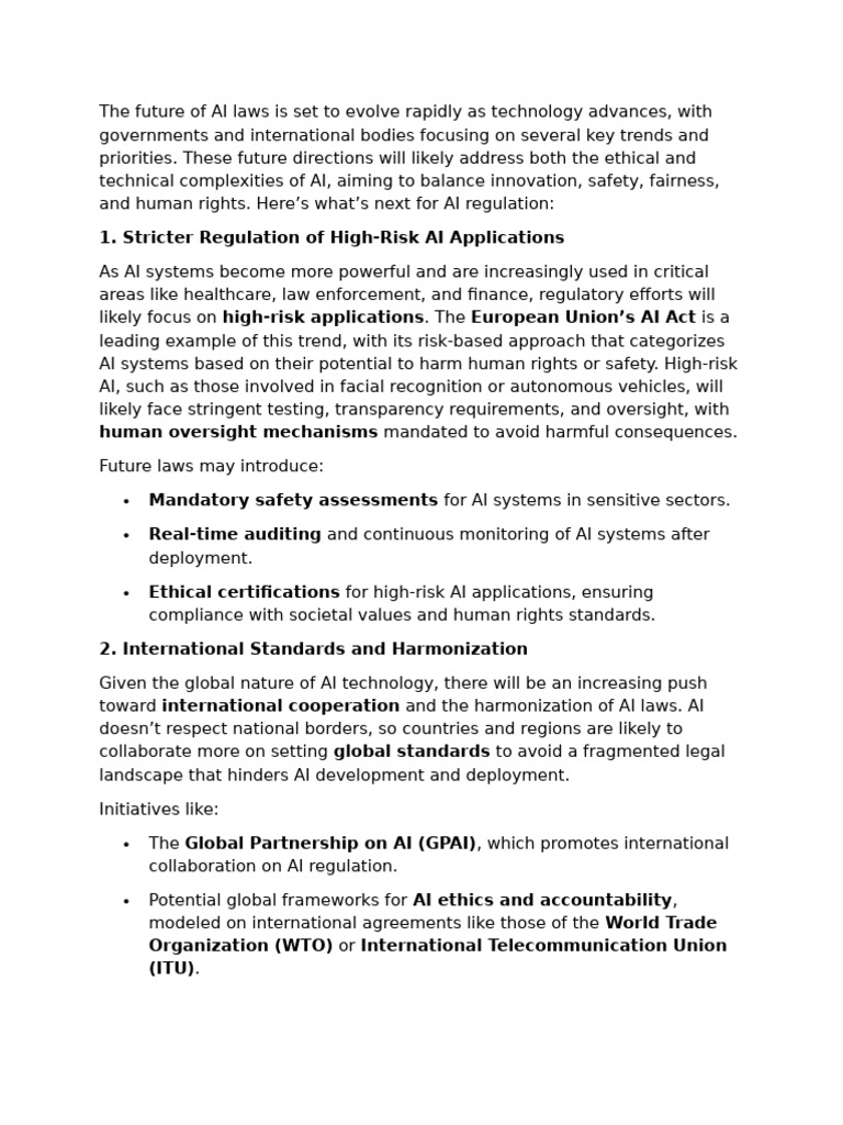 The future of AI laws is set to evolve rapidly as technology advances | PDF