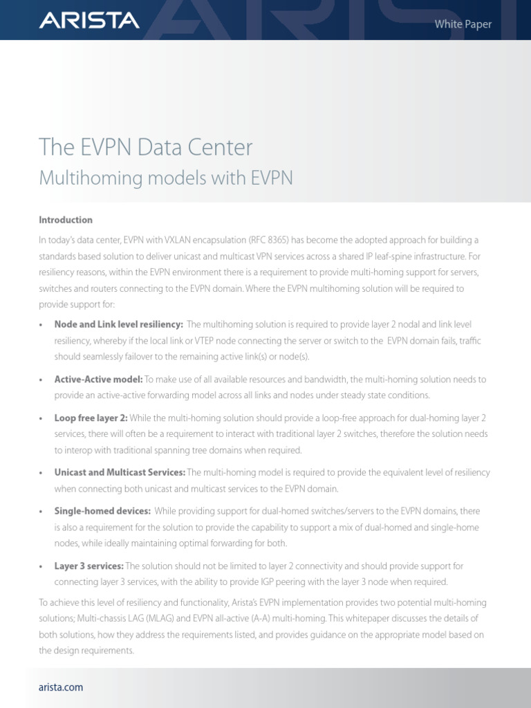 EVPN DC Multihoming For Resiliency WP | PDF
