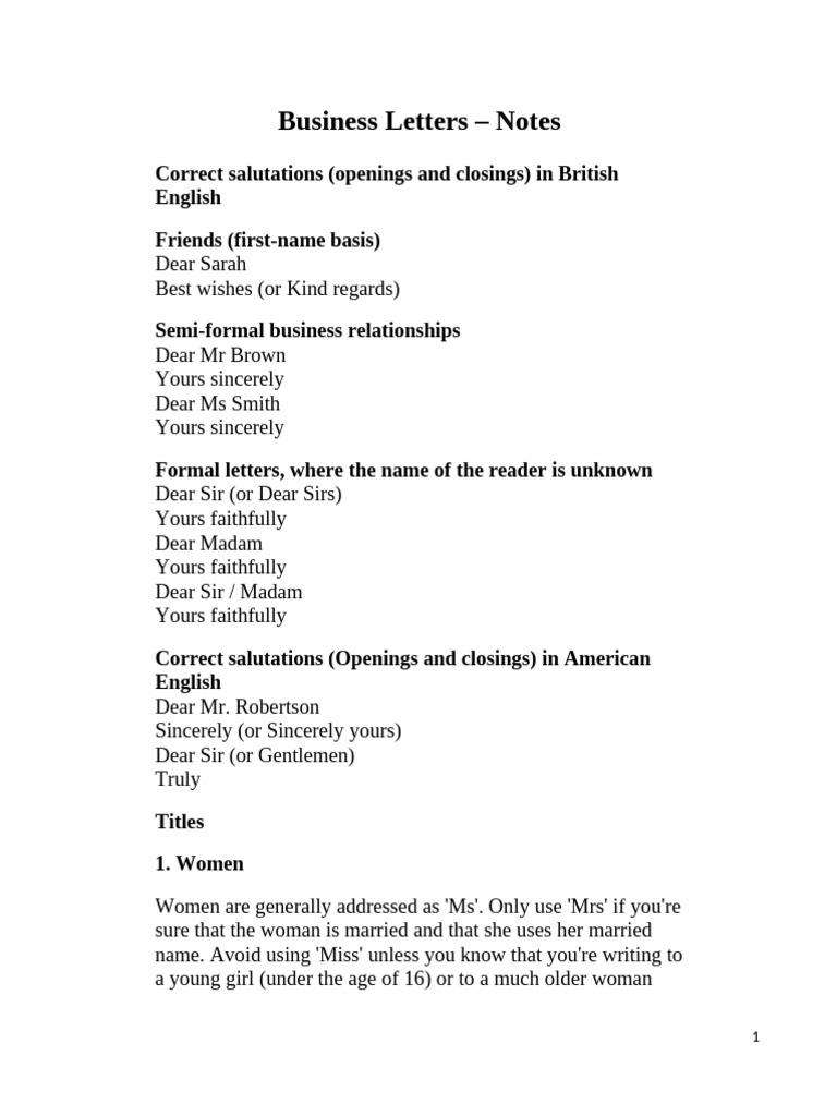 Business Letters Notes | PDF