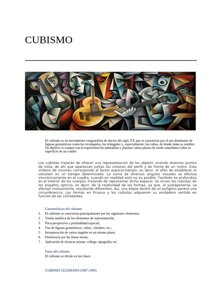 Características y fases del cubismo | PDF | Cubismo | Historia