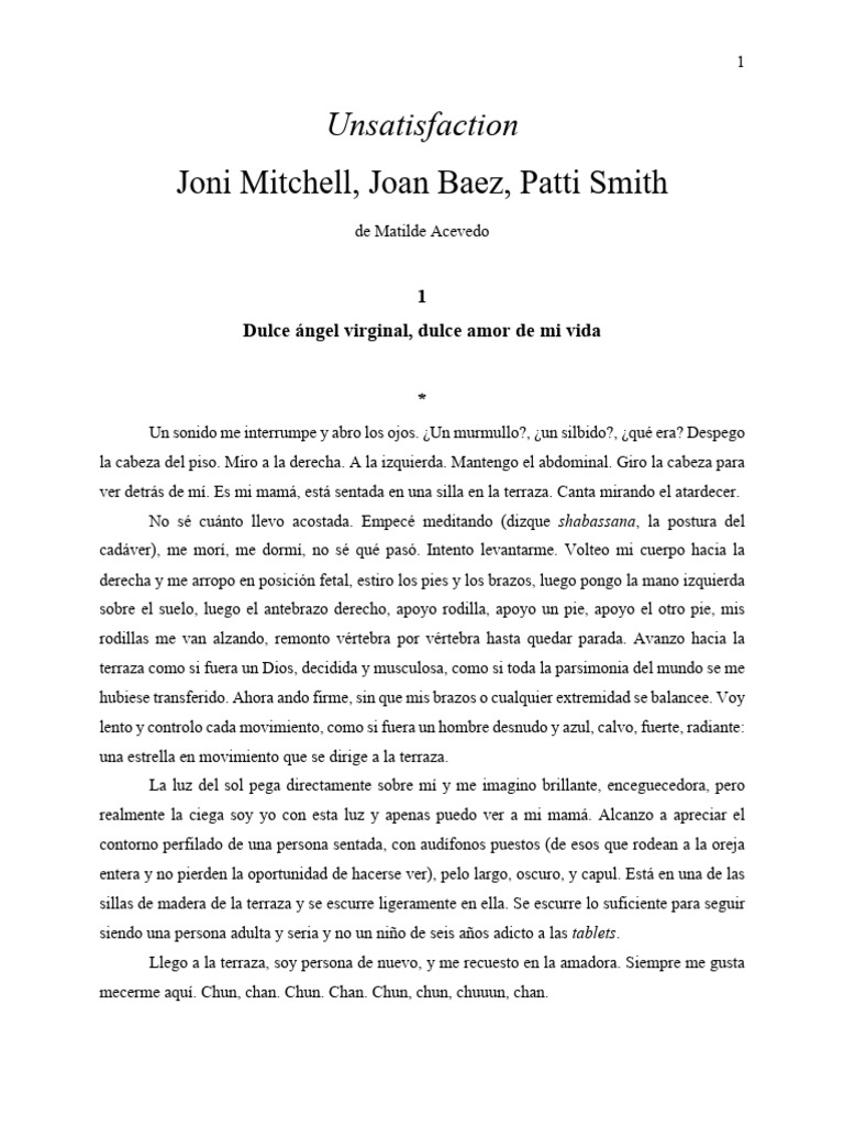 Joni Mitchell, Joan Baez, Patti Smith: Unsatisfaction | PDF