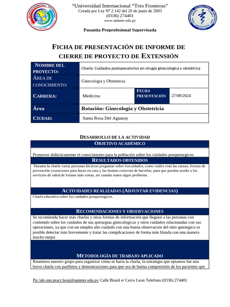 Informe Charla G.O | PDF