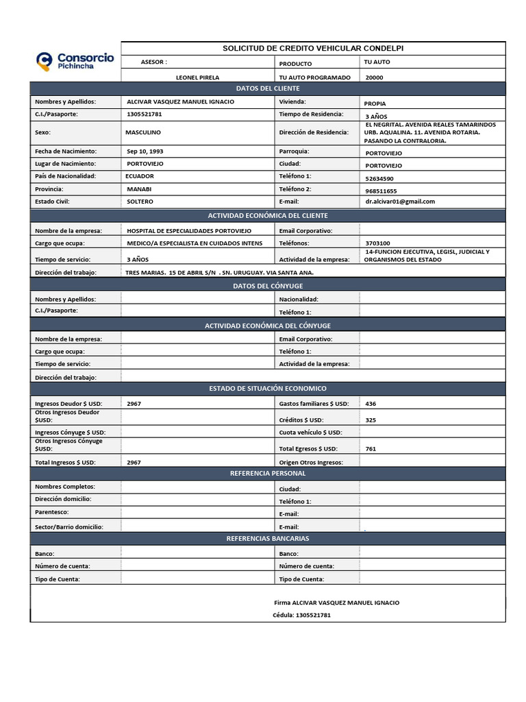 Leonel Solicitud Credito | PDF