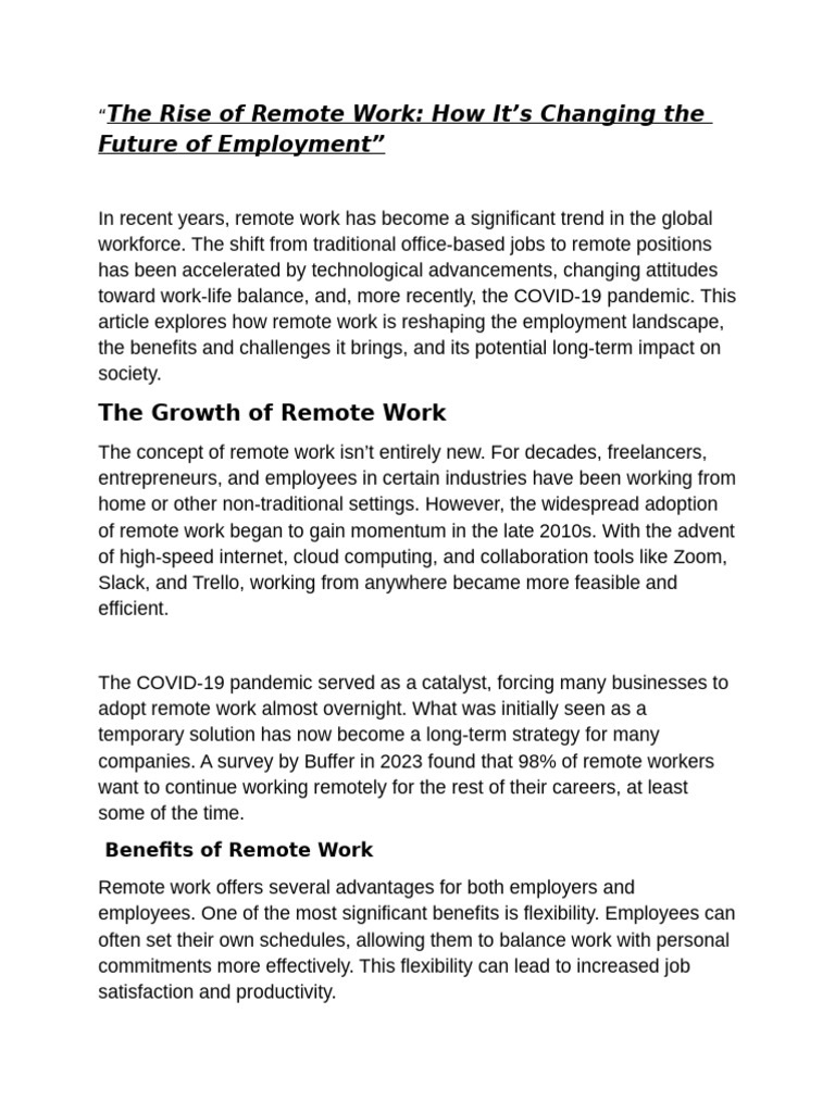 The Rise of Remote Work | PDF | Employment | Business