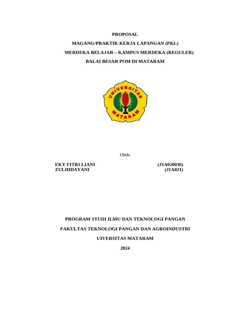 Bismillah Proposal PKL MBKM BPOM FIX | PDF