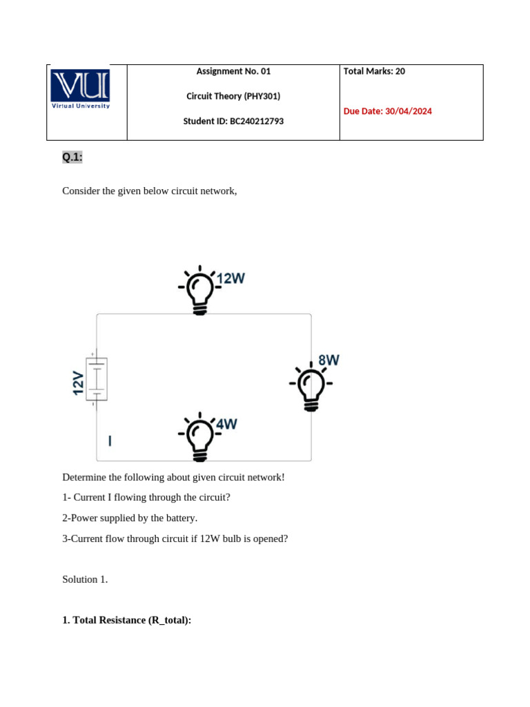 Spring 2024 - PHY301 - 1 - BC240212793 | PDF