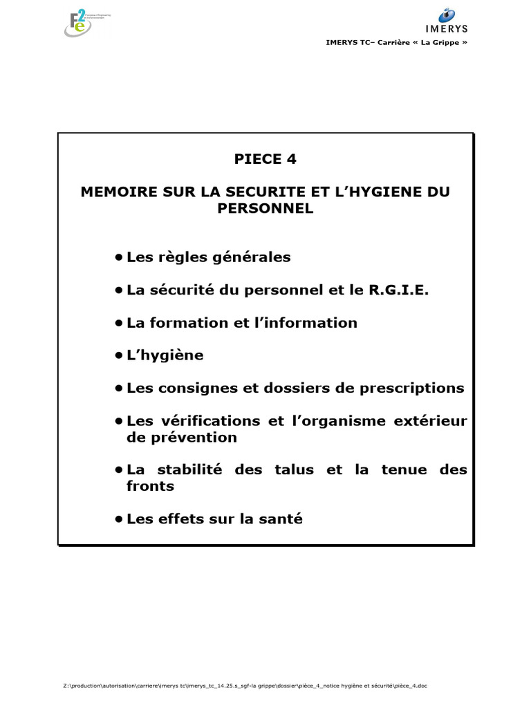 Pièce - 4 - Hygiene Et Securite | PDF