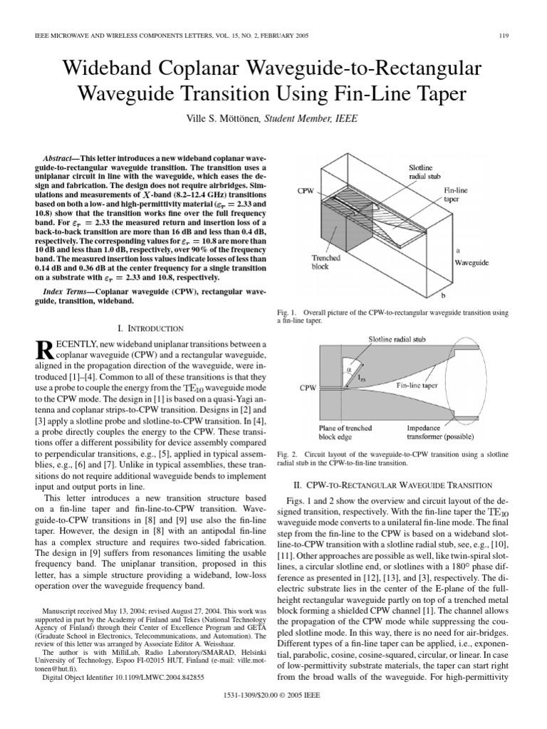 Wideband Coplanar Waveguide-To-rectangular Waveguide Transition Using ...