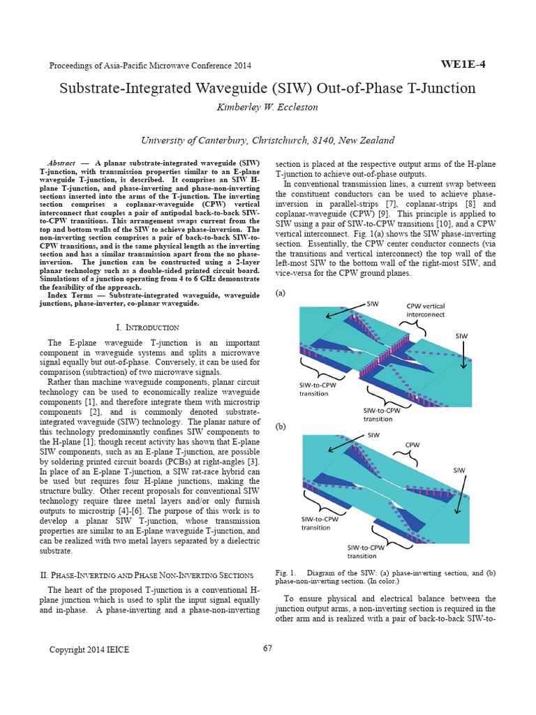 Substrate Integrated Waveguide SIW Out of Phase T Junction | PDF | Waveguide | Electrical ...