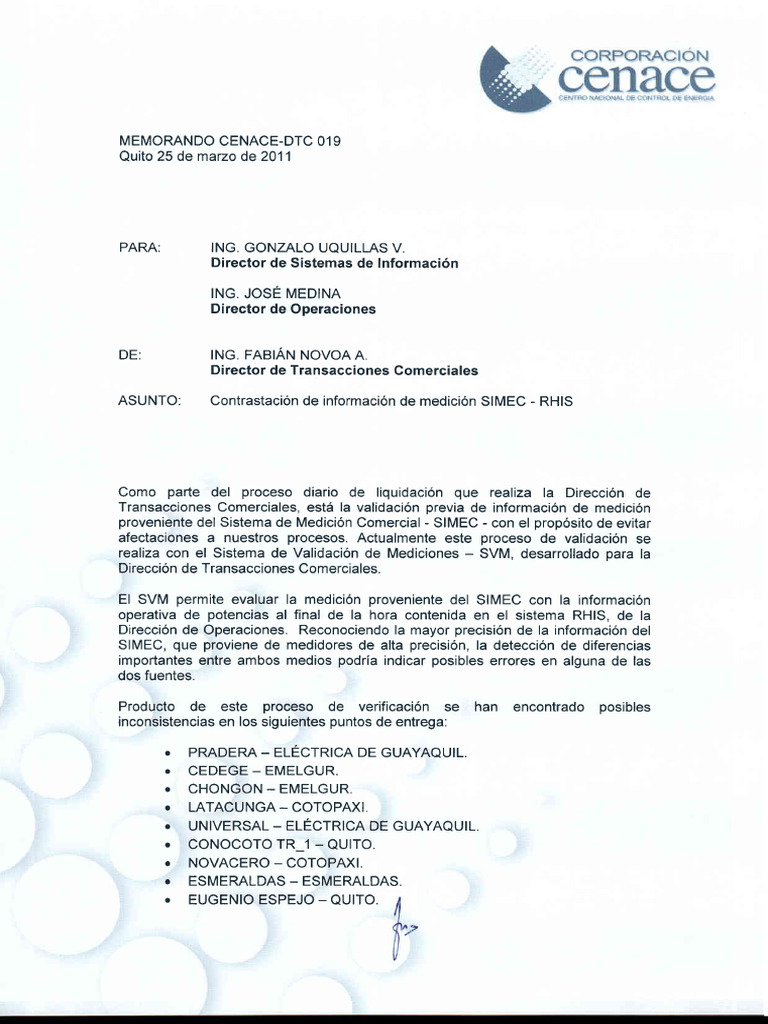 Memo Cenace DTC 019 | PDF