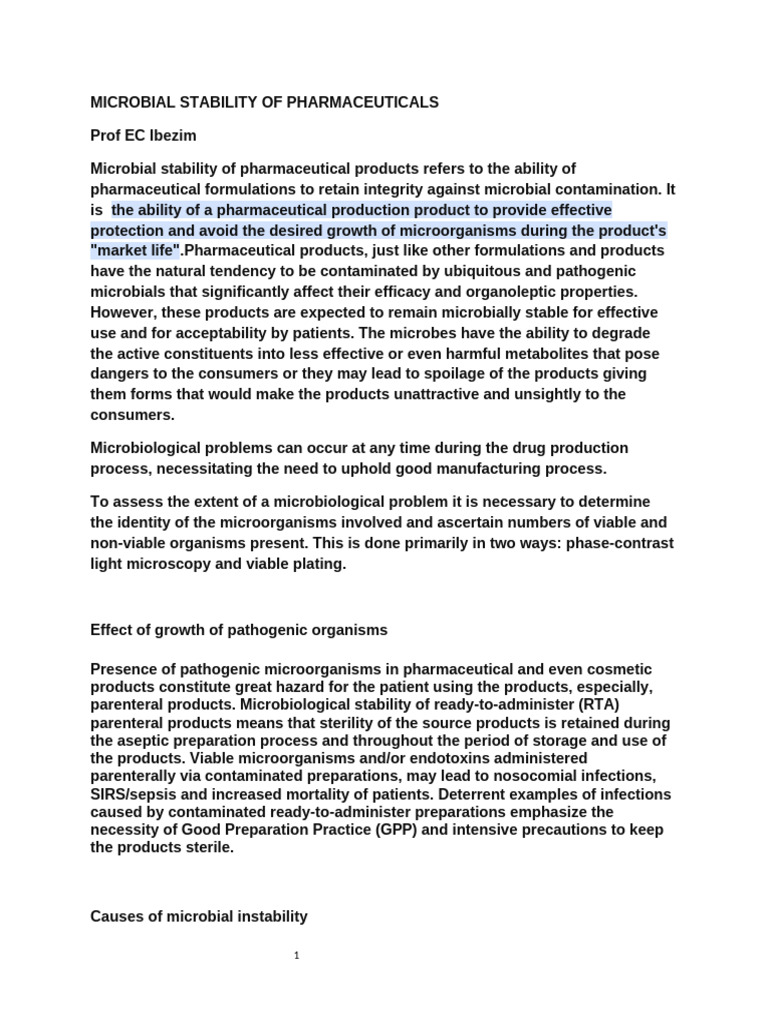421 - Microbial Stability of Pharmaceuticals | PDF