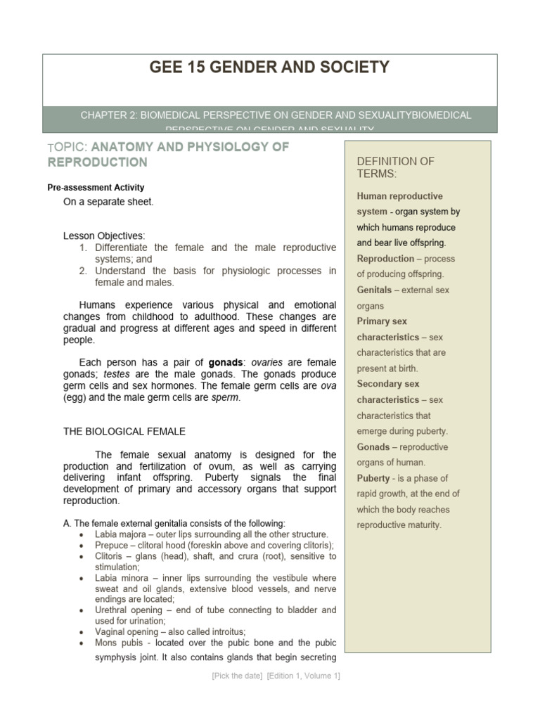Chapter 2 - Biomedical Perspective of Gender and Sexuality | PDF