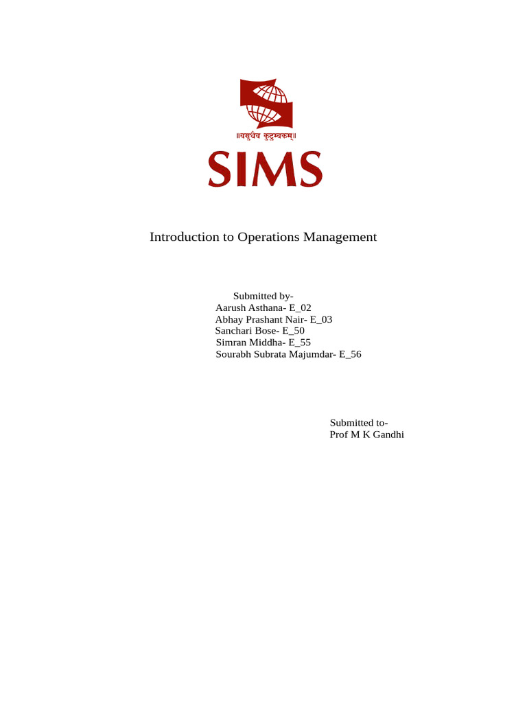 Introduction To Operations Management | PDF