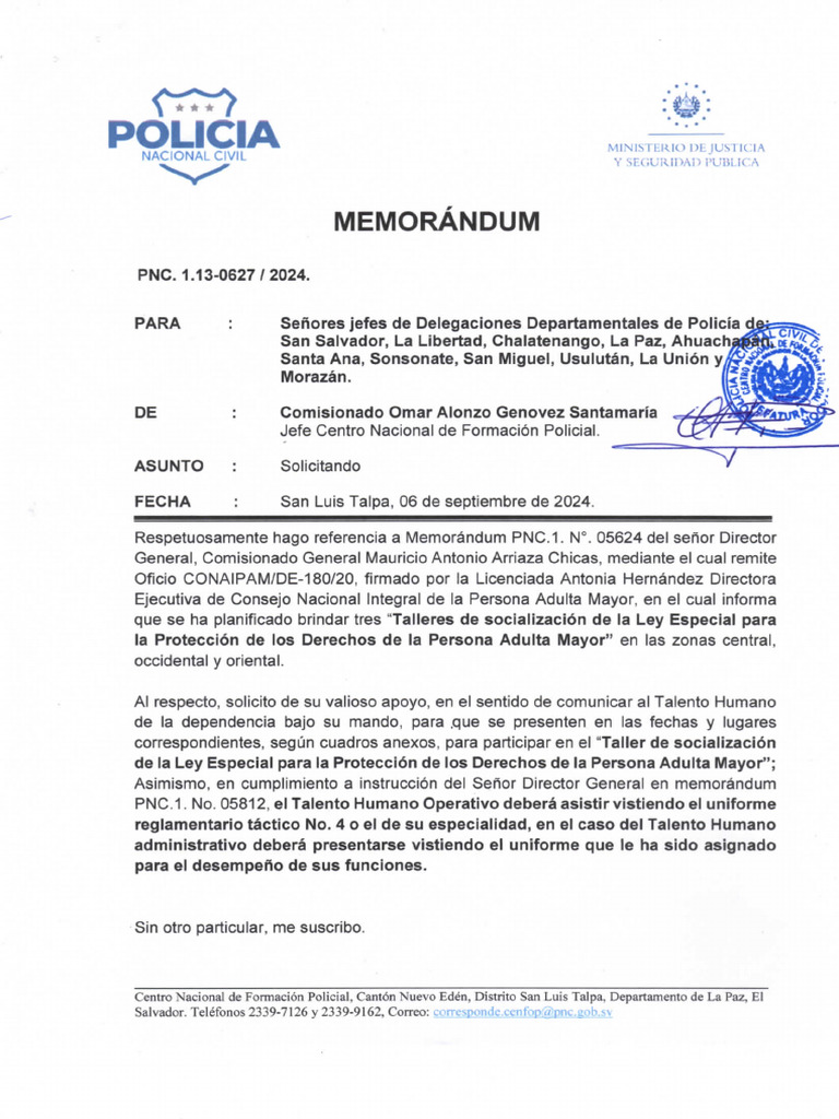 Memo 0627 Scan Firmado Derechos de La Persona Adulta Mayor | PDF