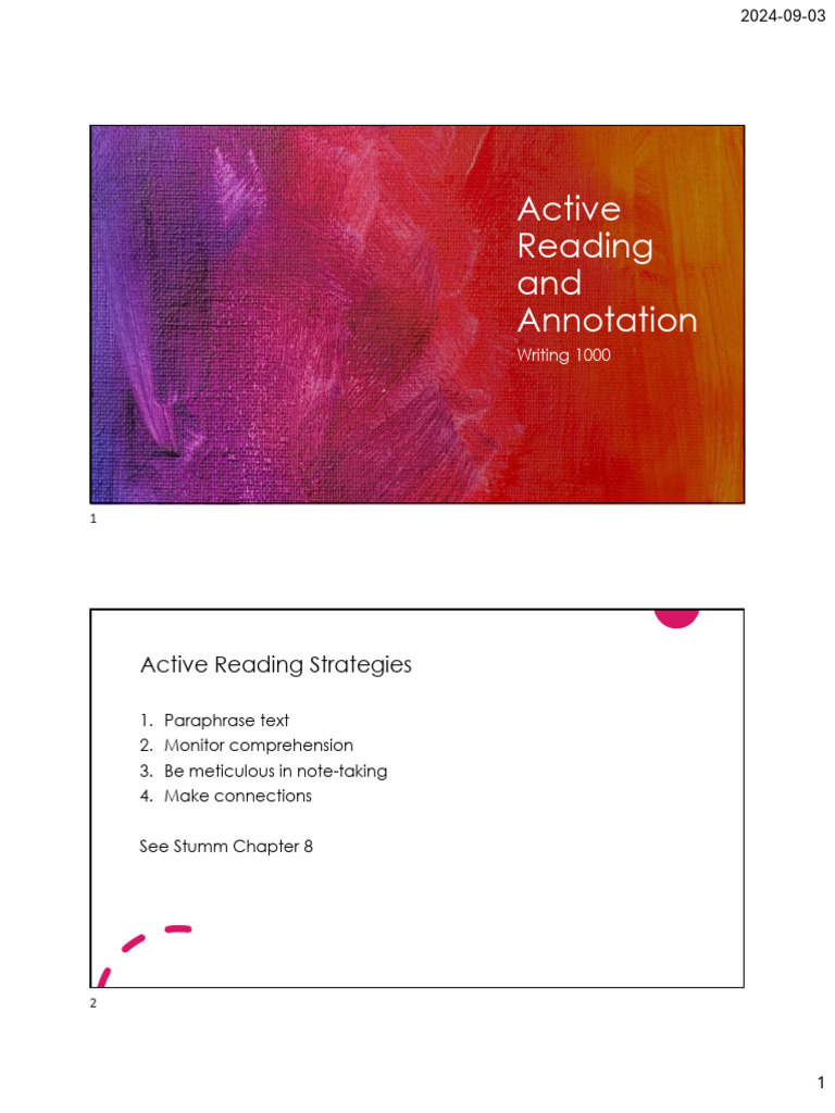 Active Reading and Annotation PowerPoints | PDF