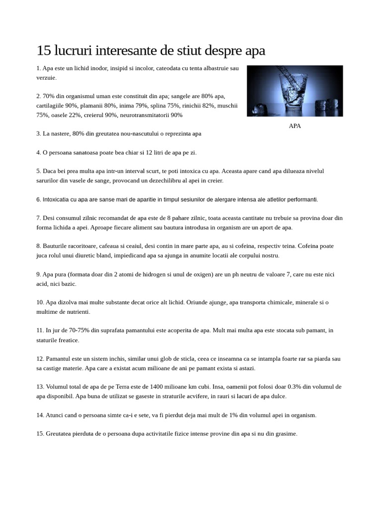 15 Lucruri Interesante Despre Apa | PDF