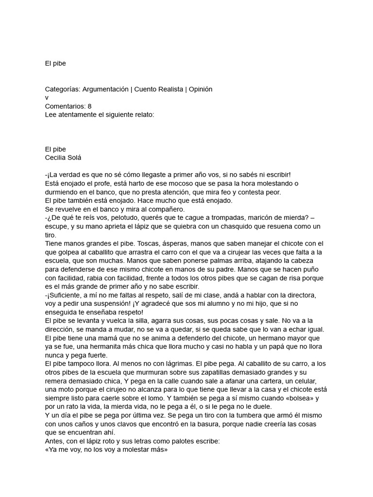 EL PIBE ,Cecilia Sola | PDF