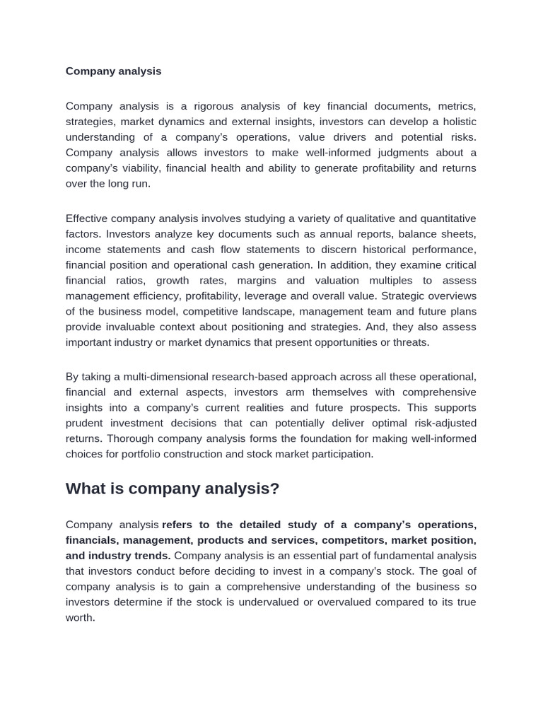 Company Analysis | PDF
