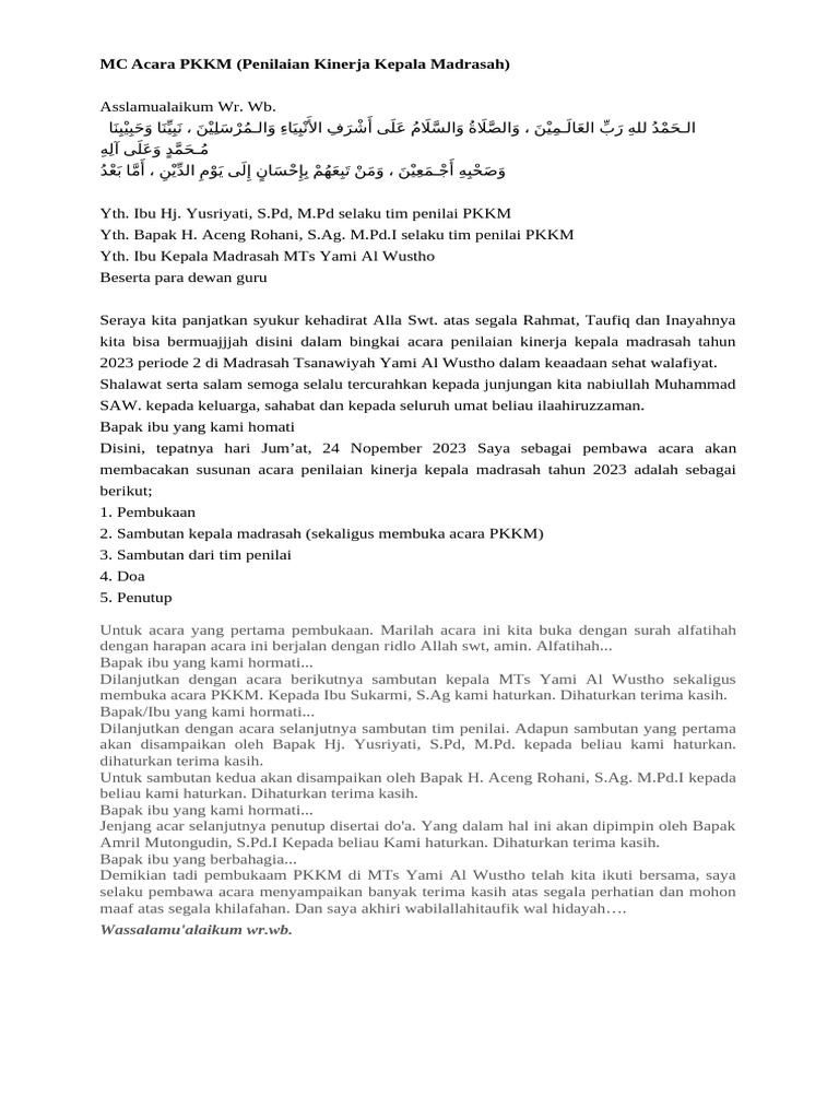 Susunan Acara PKKM 2023 | PDF