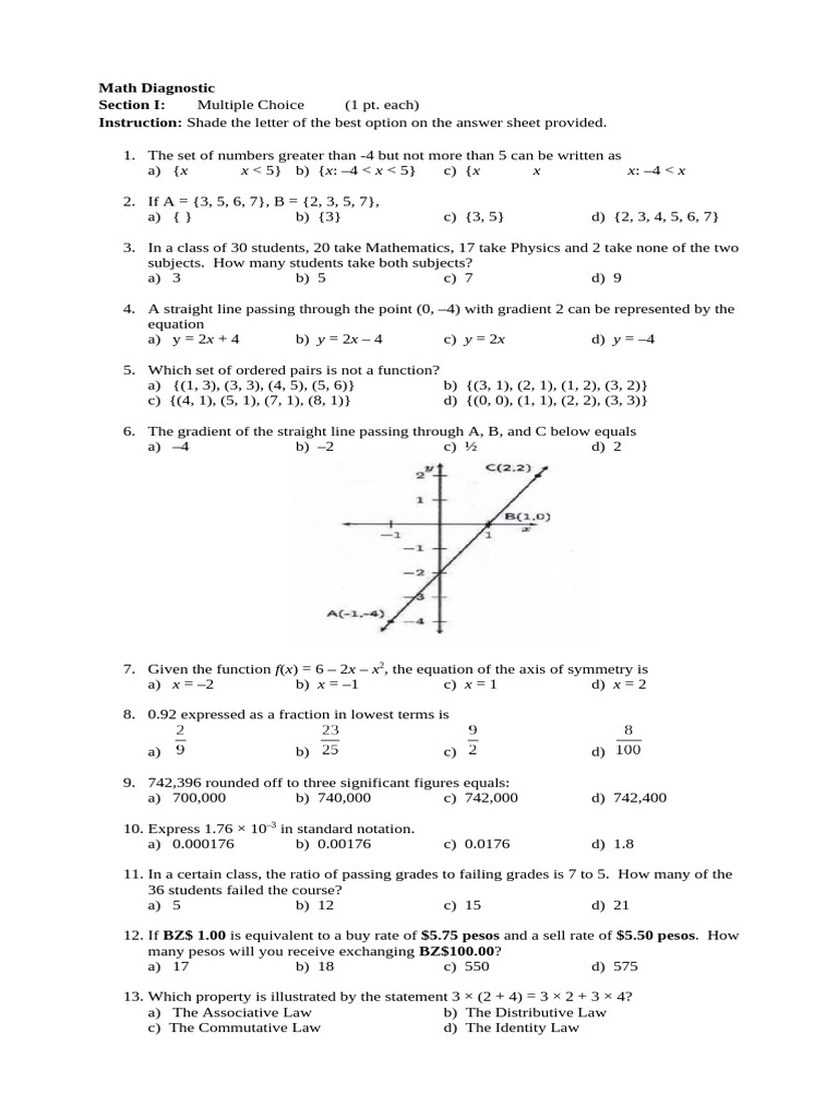 Math Diagnostic | PDF