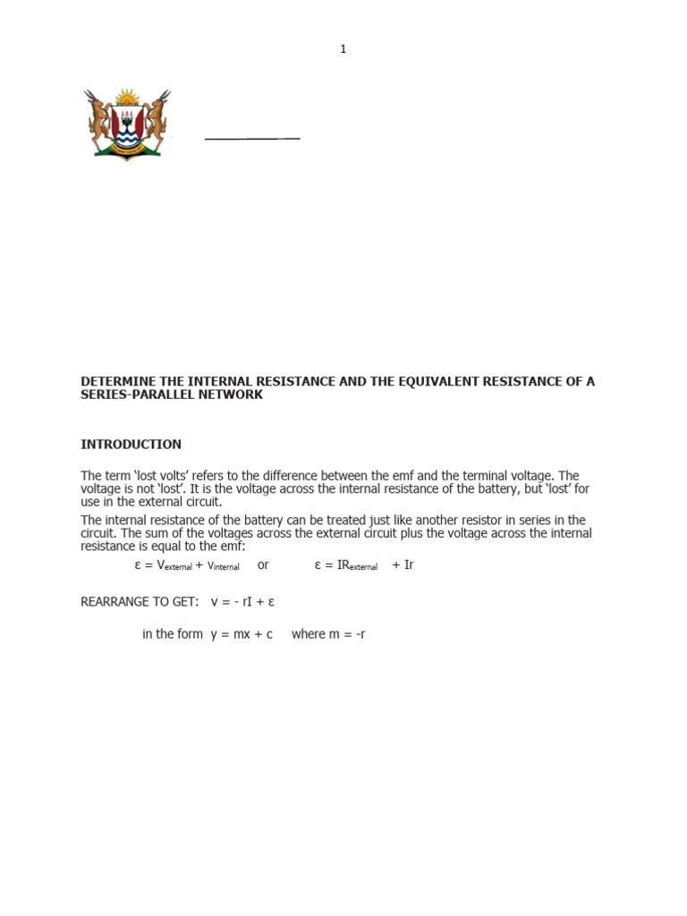 Grade 12 Expt 2 Internal Resistance | PDF