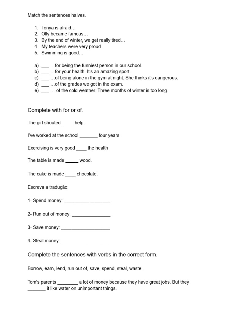 Match The Sentences Halves | PDF