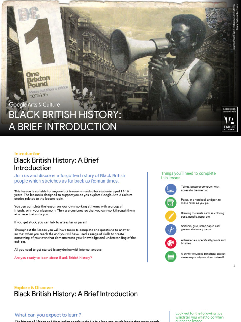 Brief Introduction To Black British History Lesson Plan | PDF