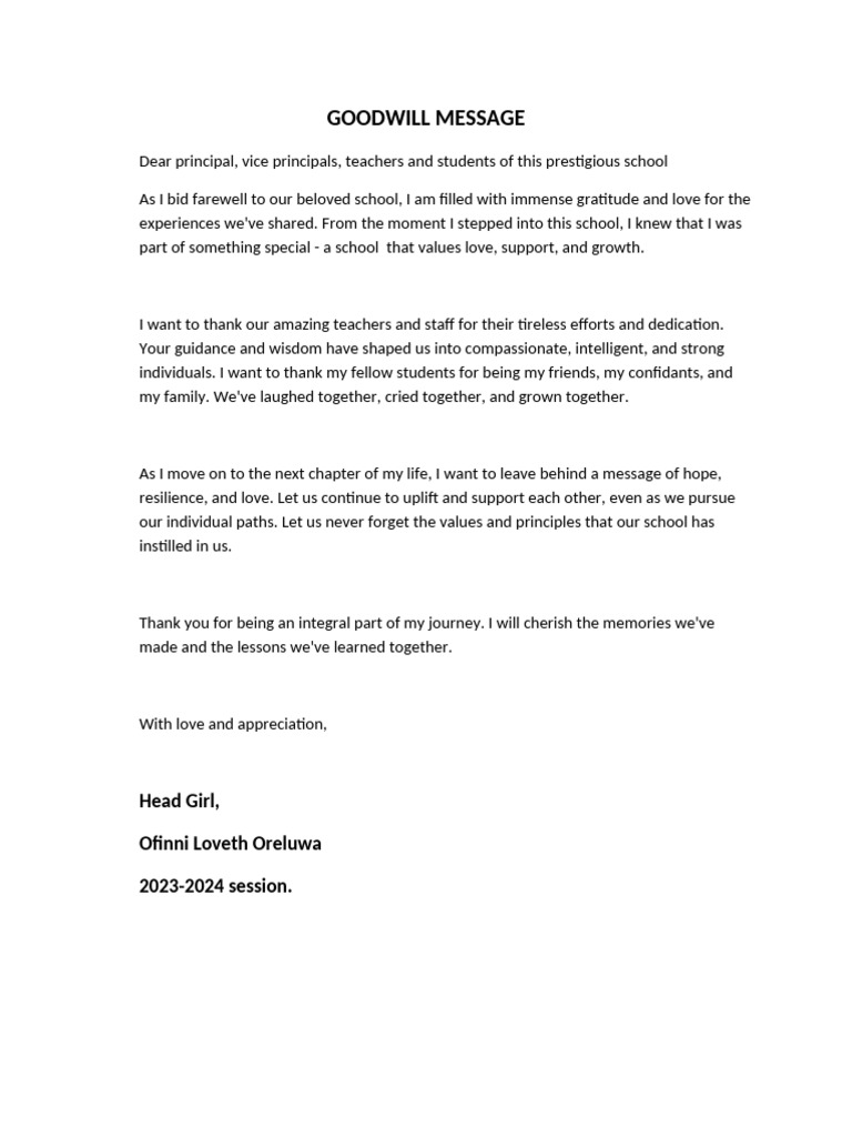 Goodwill Message | PDF
