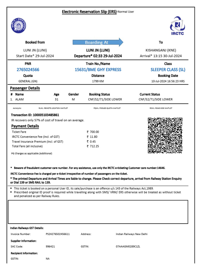 15631/bme Ghy Express Sleeper Class (SL) | PDF