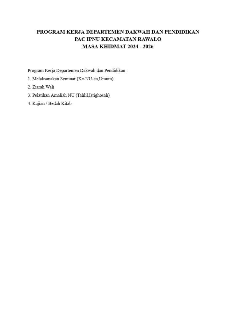 Proker Departemen Dakwah Dan Pendidikan_2024-2026 | PDF