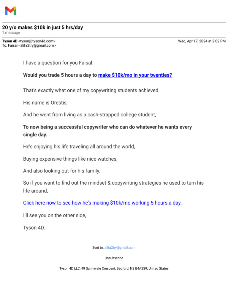 Gmail 20 Y O Makes 10k In Just 5 Hrs Day PDF