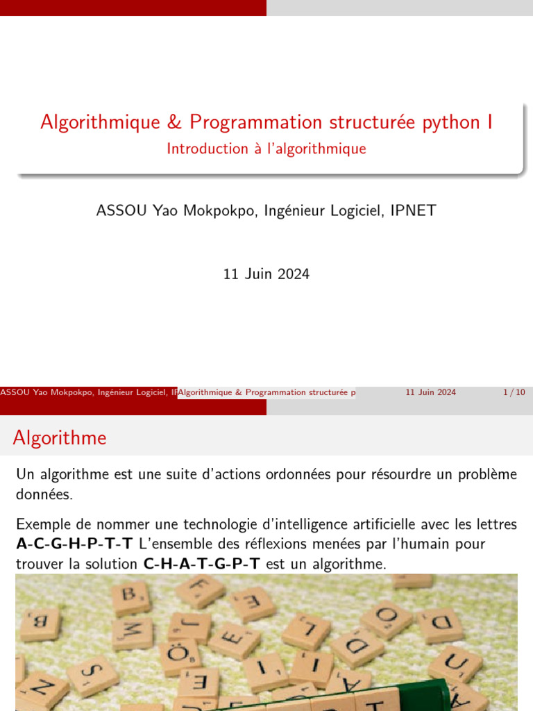 Introduction Algorithmique | PDF