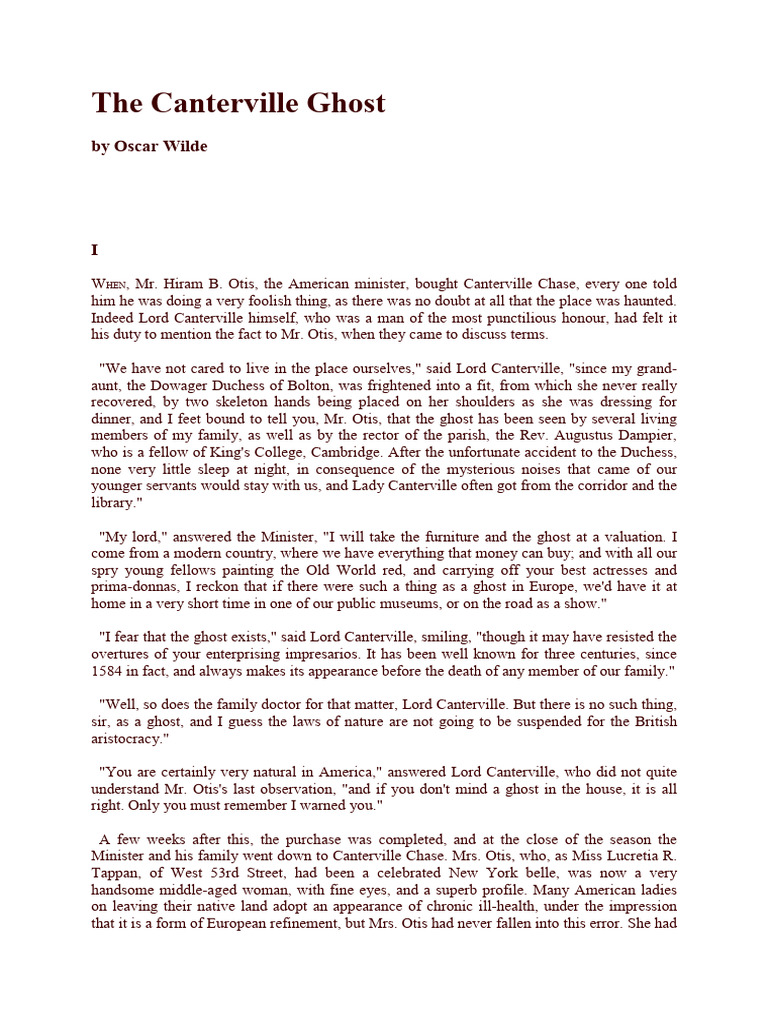 1. The Canterville Ghost Author Oscar Wilde | PDF