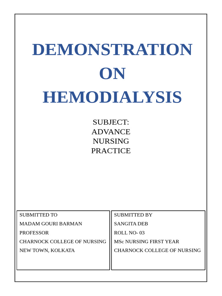 Content of Hemodialysis | PDF
