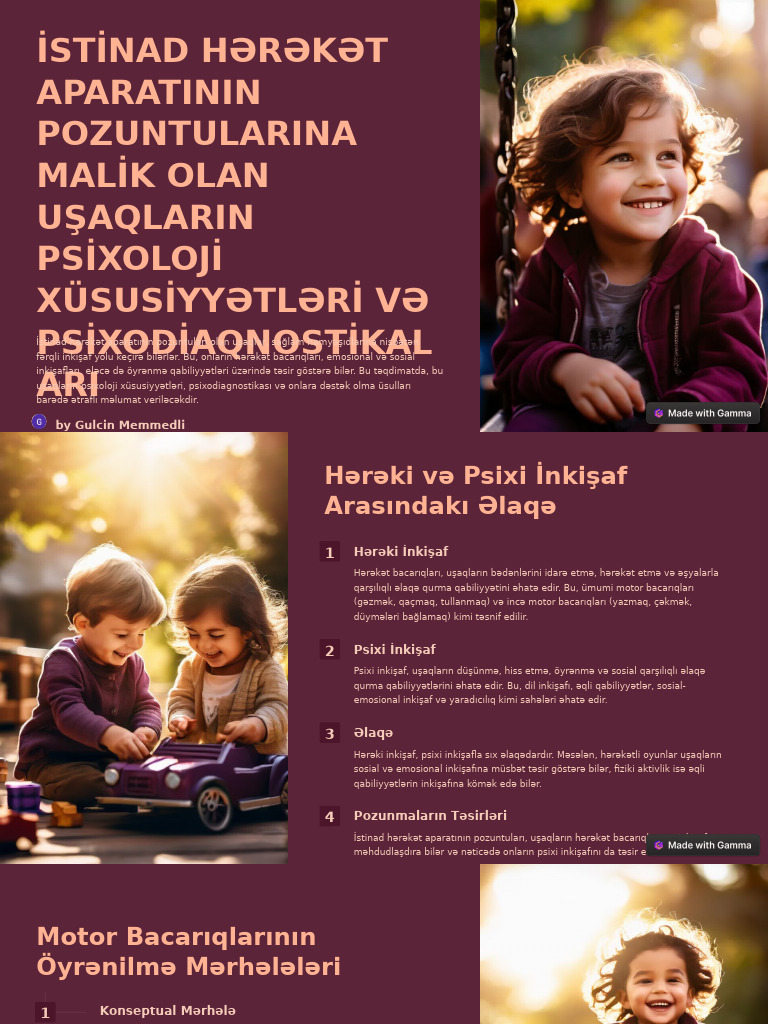 Istinad Hereket Aparatinin Pozuntularina Malik Olan Usaqlarin Psixoloji Xususiyyetleri Ve ...