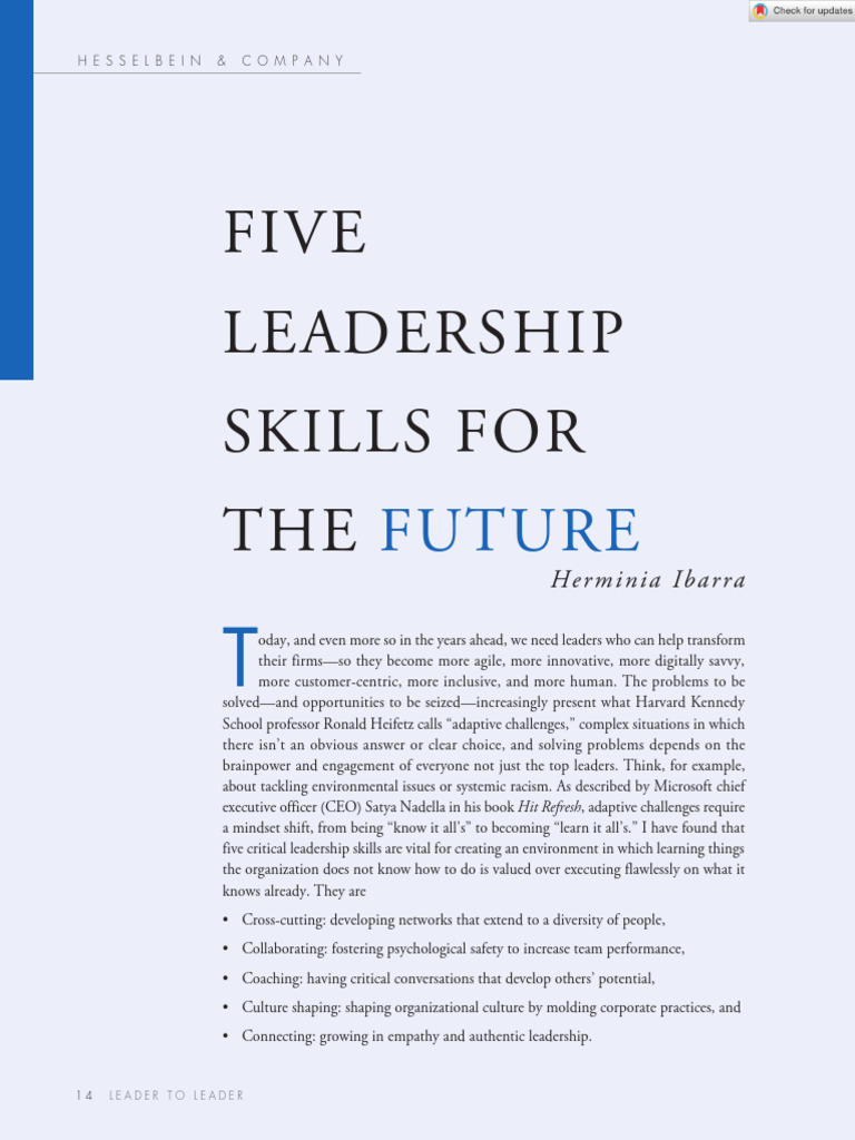 Five Leadership Skills For The Future | PDF