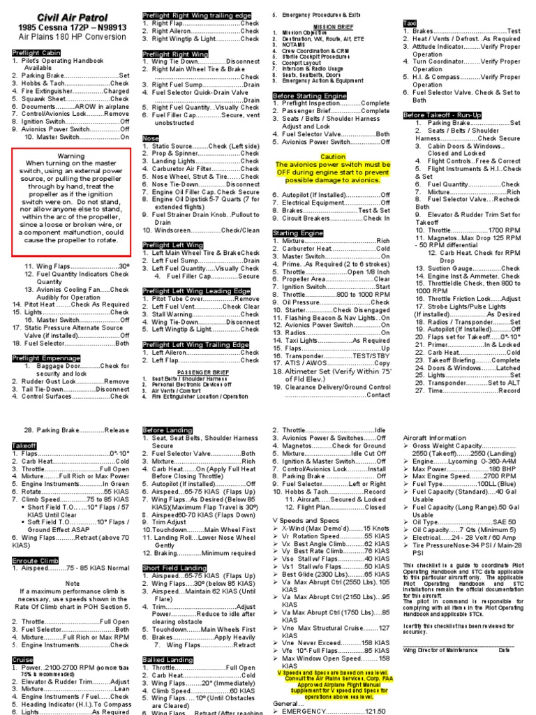 C172P 1985 AirPlains N98913 TX | PDF | Carburetor | Flap (Aeronautics)