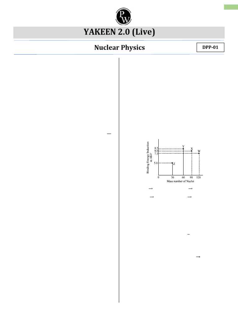Nuclear Physics - DPP 01 - (Yakeen 2.0 2023 PW Stars) | PDF